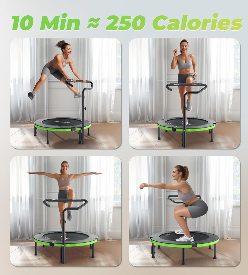 Exercise Rebounder Trampoline For Adults | Adjustable Handle-T Handle ...