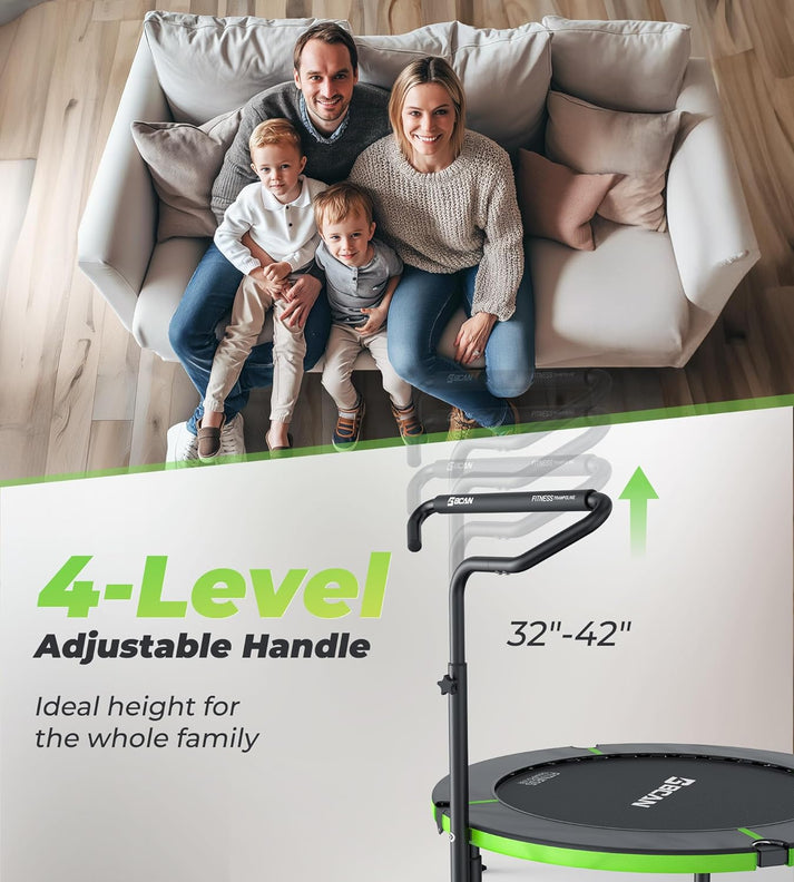 Exercise Rebounder Trampoline For Adults | Adjustable Handle-T Handle ...